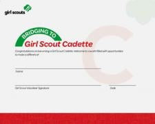 Cadette Bridging Certificate - Individual – Overseas Girl Scout World Shop