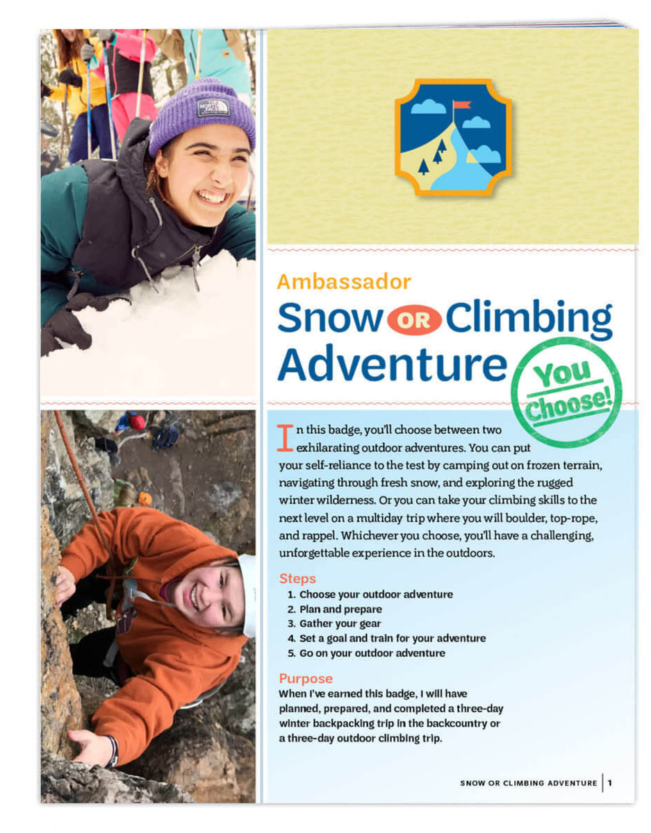 Ambassador Snow or Climbing Adventure Badge Requirements Pamphlet ...